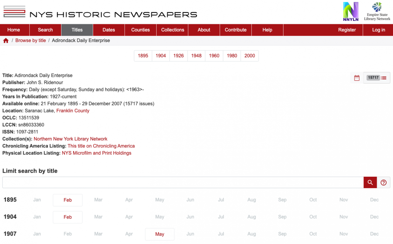 NYS Historic Newspaper Updates | Northern New York Library Network